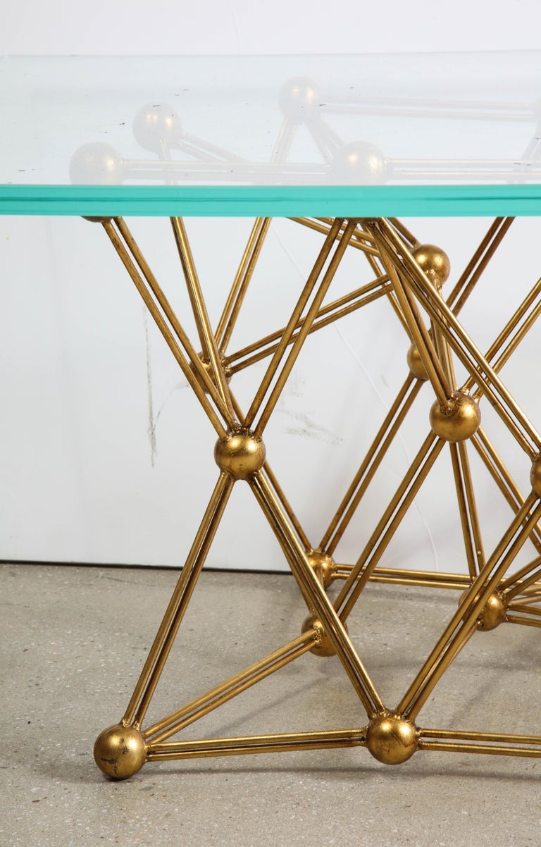 "Atomic" Coffee Table with glass top over a gilded metal base For Sale ...