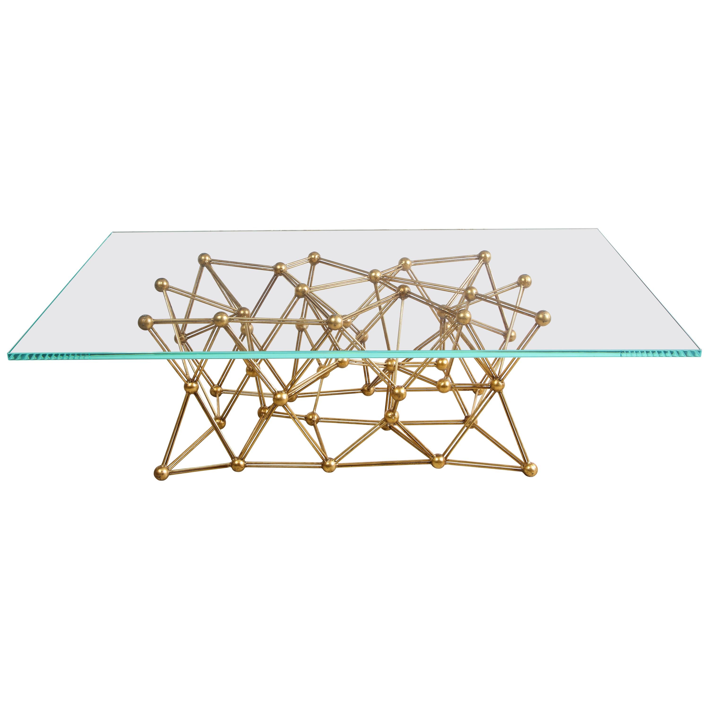 "Atomic" Coffee Table with glass top over a gilded metal base For Sale ...