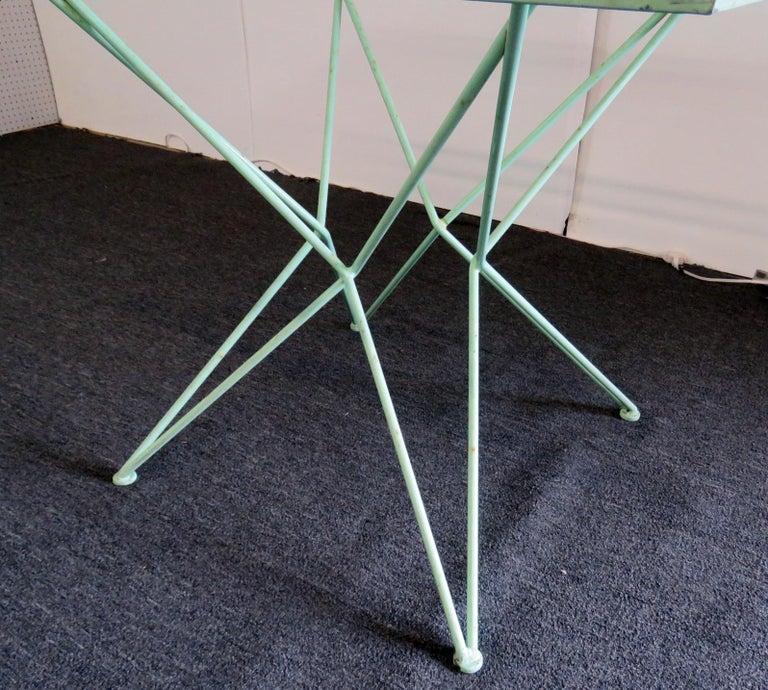Italian Mid Century Modern Atomic Design Green Paint Patio Table at 1stDibs