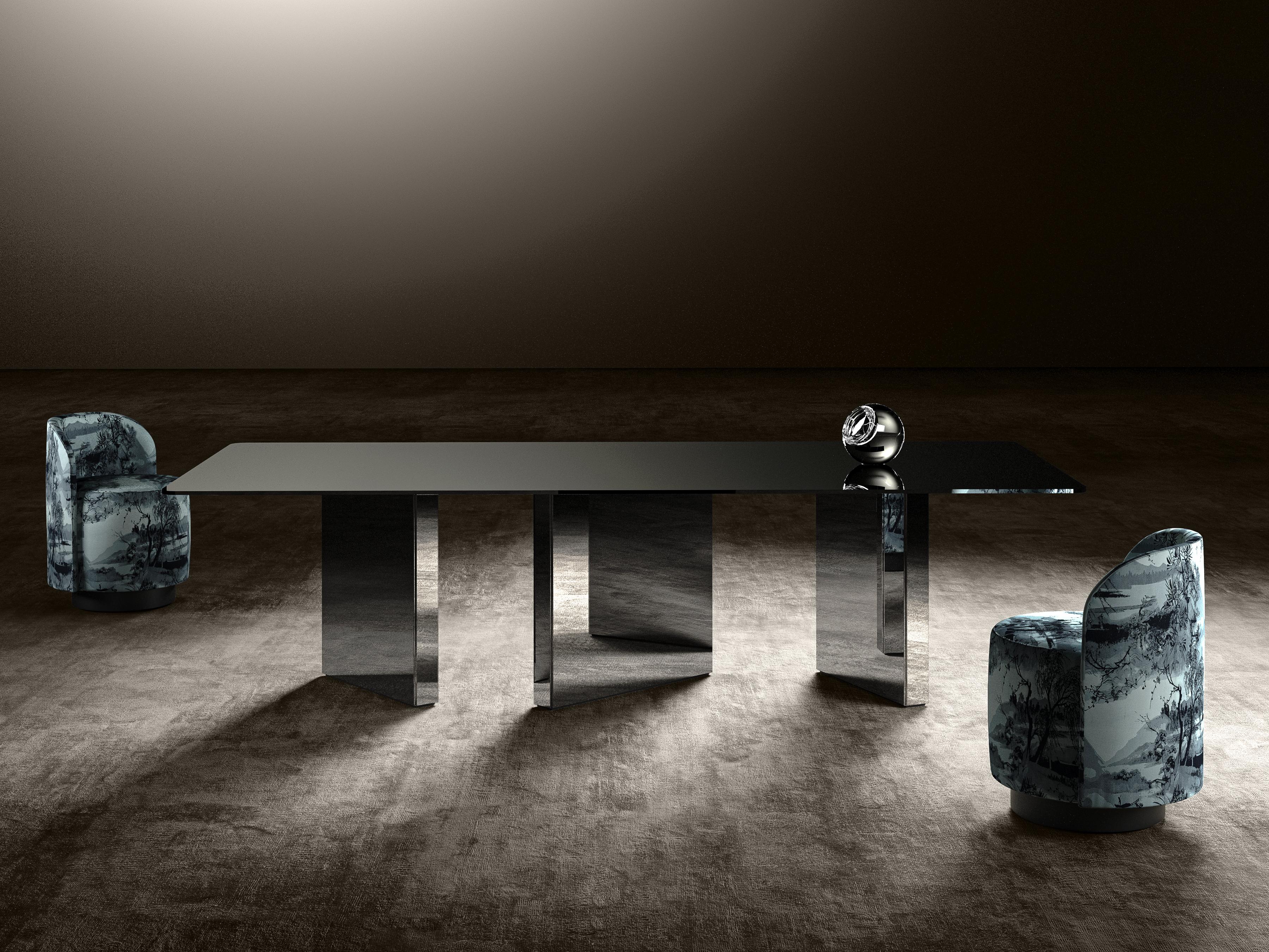 Atomic Dining Table in Smoked Mirror For Sale at 1stDibs