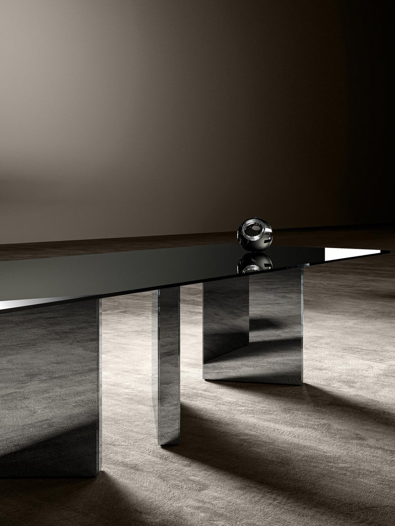 Atomic Dining Table in Smoked Mirror For Sale at 1stDibs