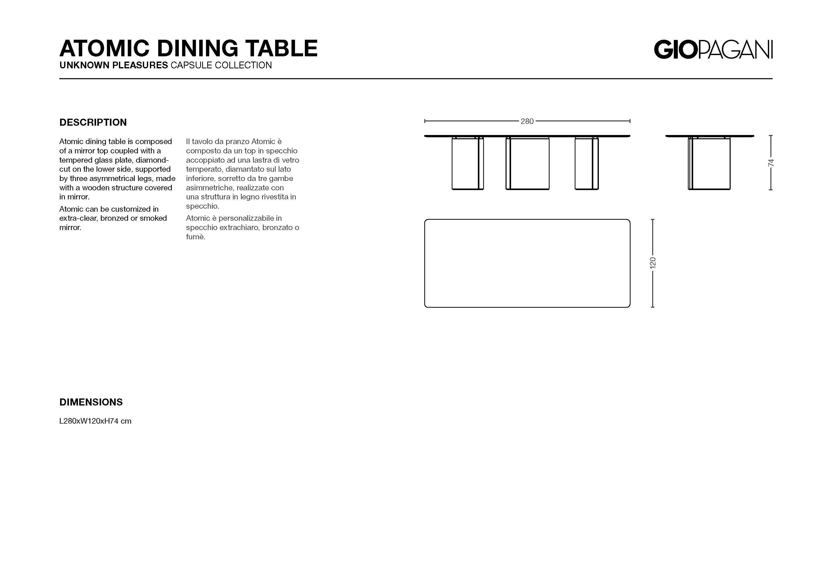 Atomic Dining Table in Smoked Mirror For Sale at 1stDibs