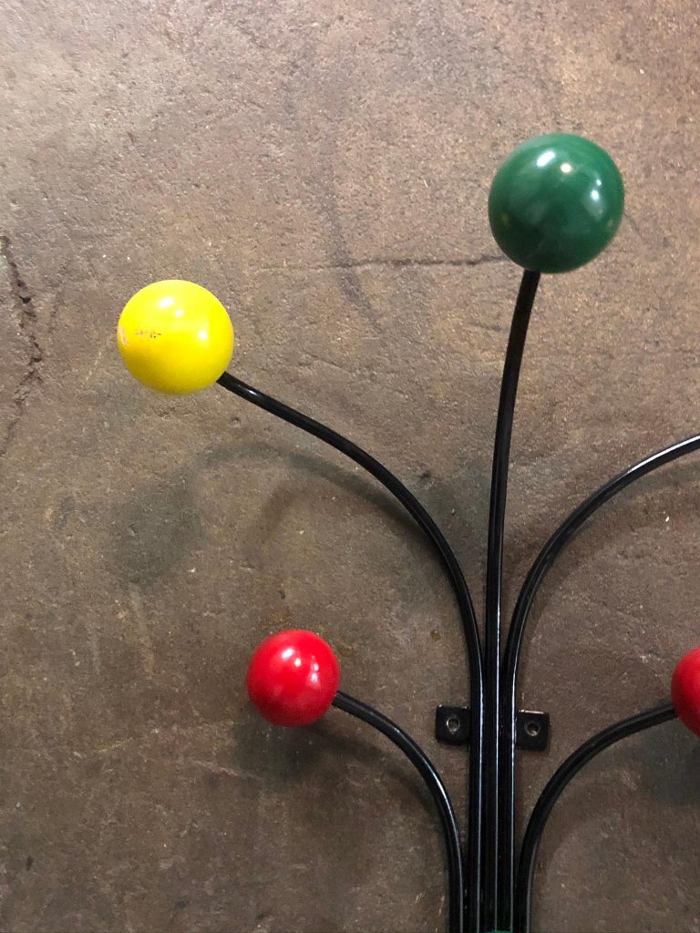 Atomic French Style Coat Rack Hanger with Colored Accents For Sale at ...