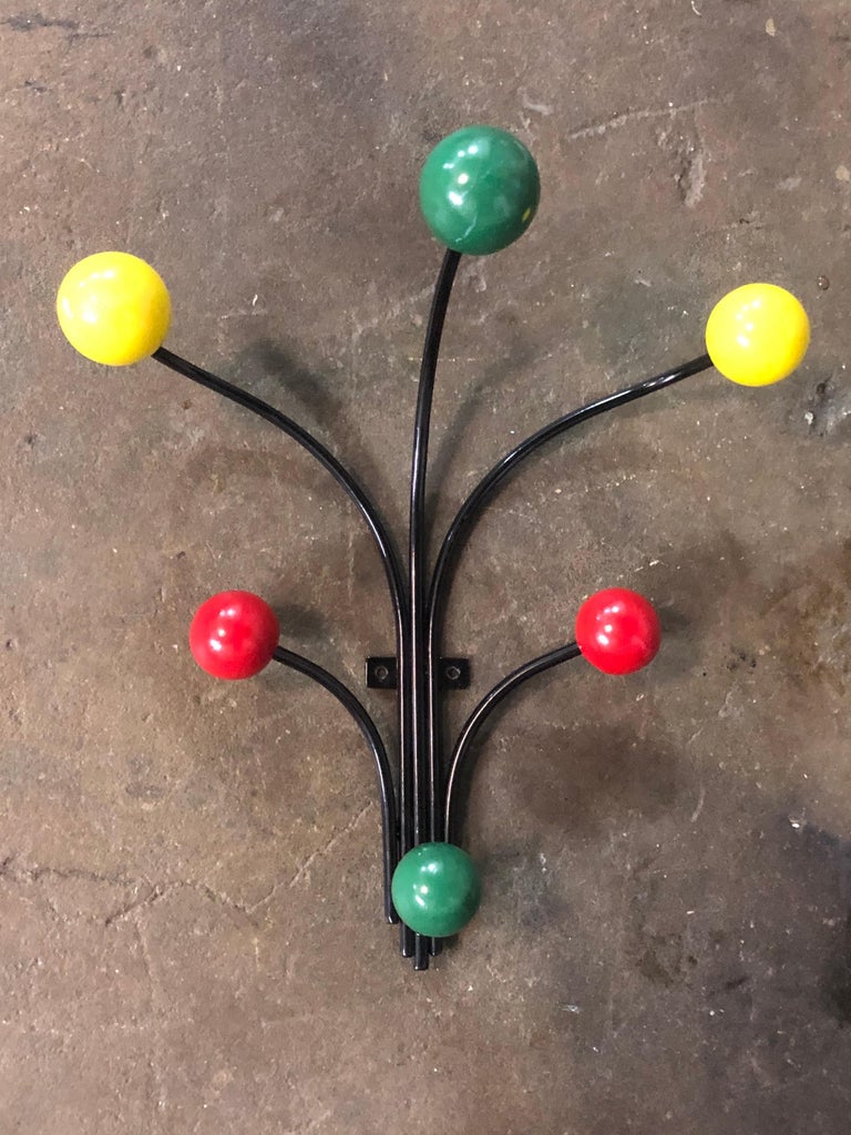 Atomic French Style Coat Rack Hanger with Colored Accents For Sale at ...