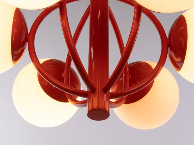 Atomic Glass Globes Chandelier White and Orange by Kaiser, Germany ...