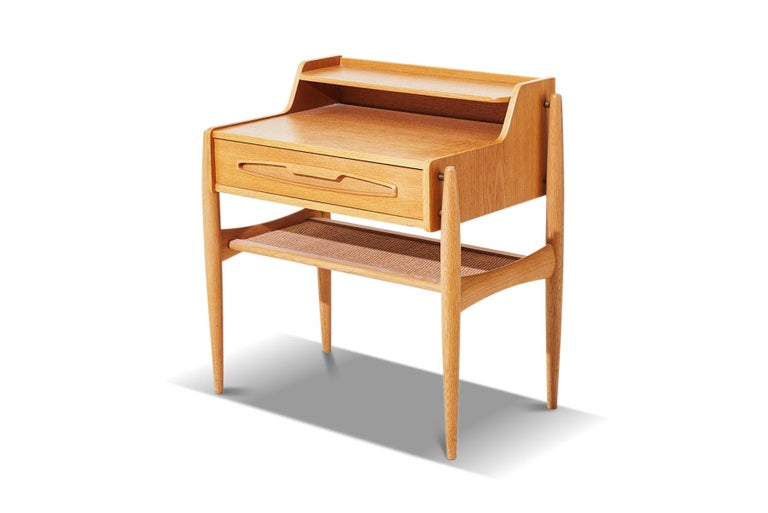 Atomic Modern Nightstand in Oak with Cane Rack For Sale at 1stDibs