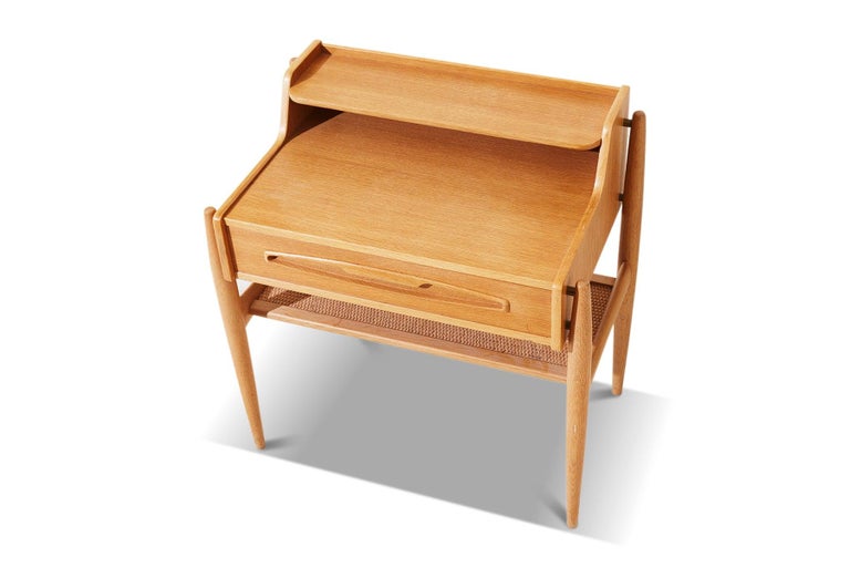 Atomic Modern Nightstand in Oak with Cane Rack For Sale at 1stDibs