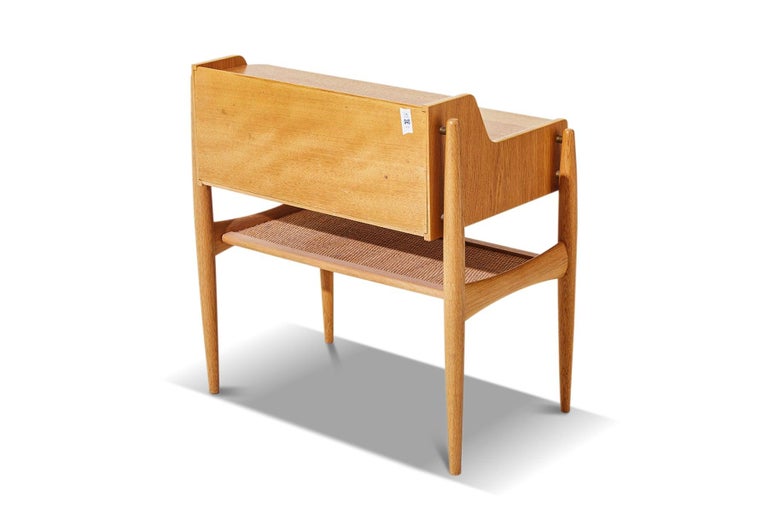 Atomic Modern Nightstand in Oak with Cane Rack For Sale at 1stDibs