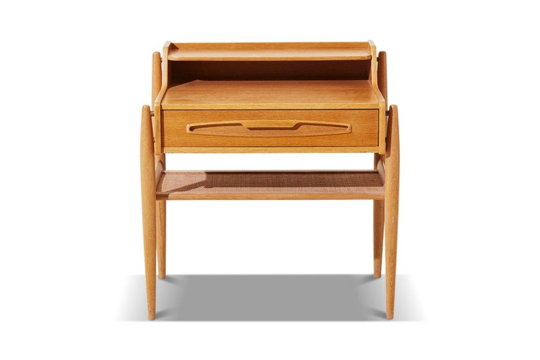 Atomic Modern Nightstand in Oak with Cane Rack For Sale at 1stDibs