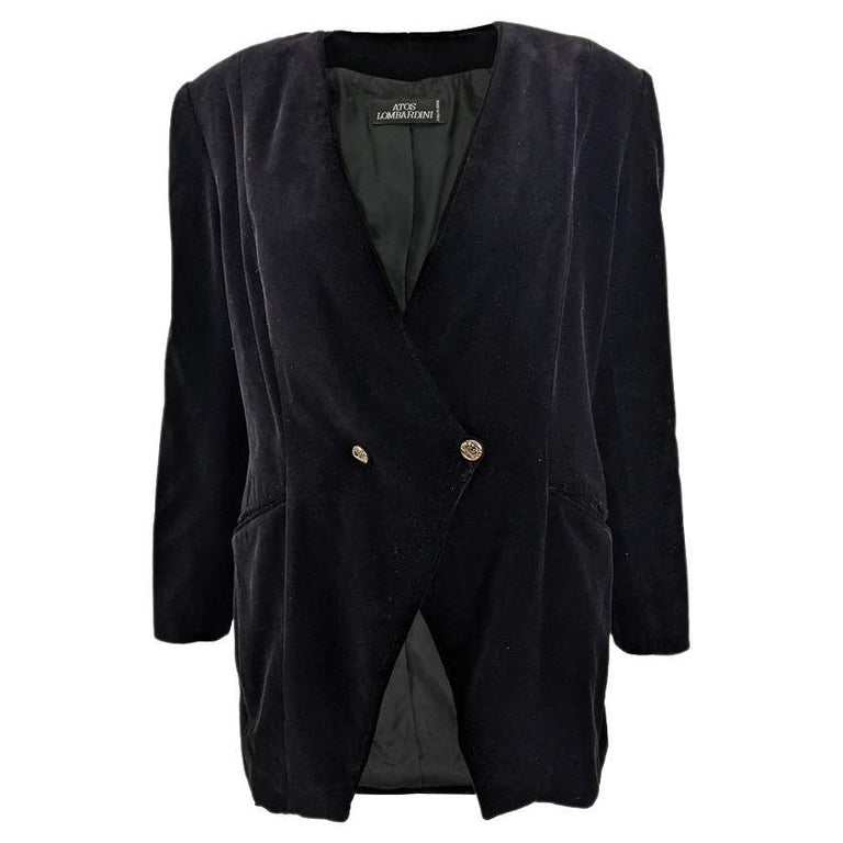 Atos Lombardini Vintage 80s Womens Black Velvet Structured Shoulder ...