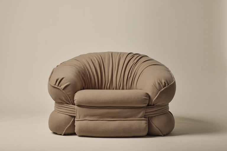 Vintage Pair of Slouchy Lounge Chairs in Cashmere, 1970s at 1stDibs