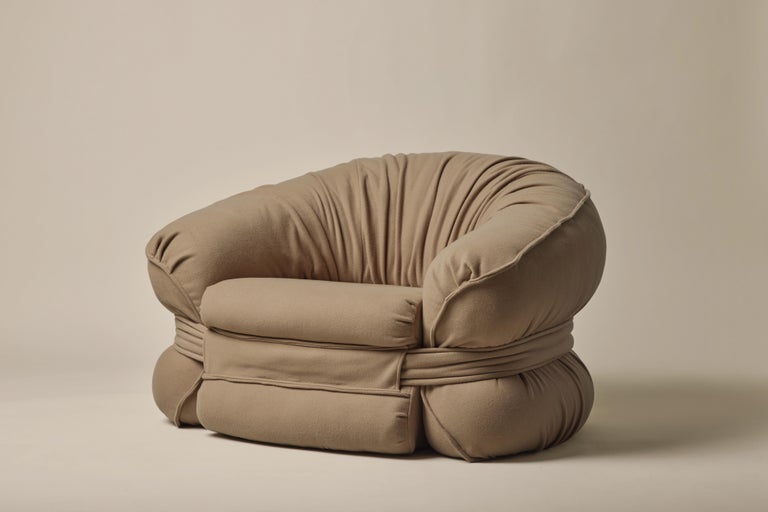 Vintage Pair of Slouchy Lounge Chairs in Cashmere, 1970s at 1stDibs