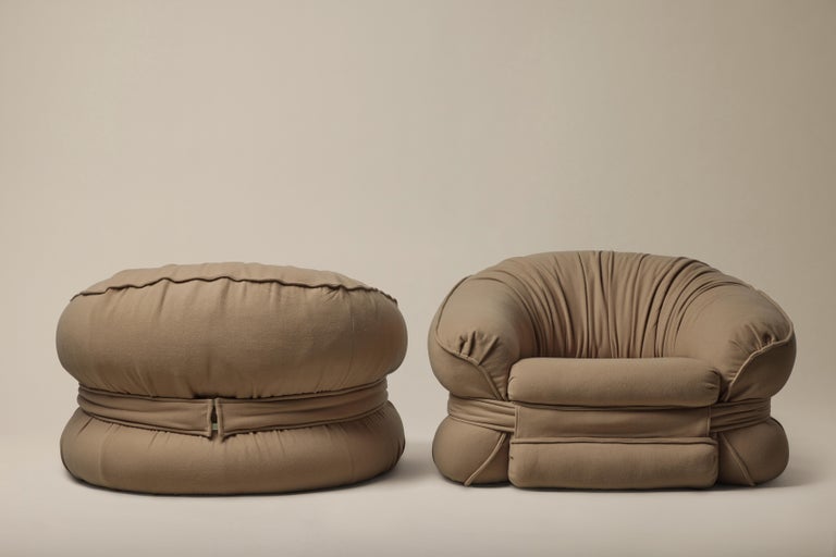 Vintage Pair of Slouchy Lounge Chairs in Cashmere, 1970s at 1stDibs