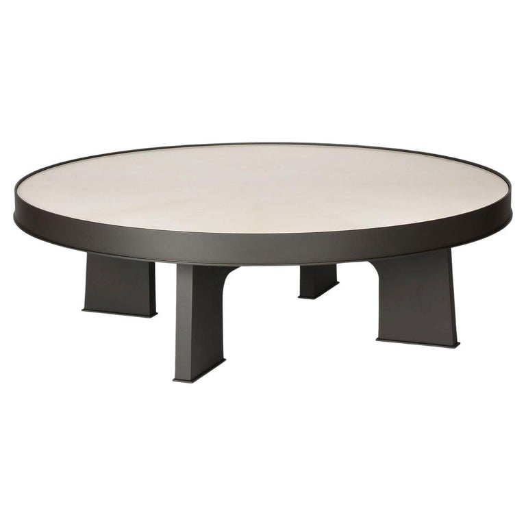 Attica Round Parchment Coffee Table For Sale at 1stDibs