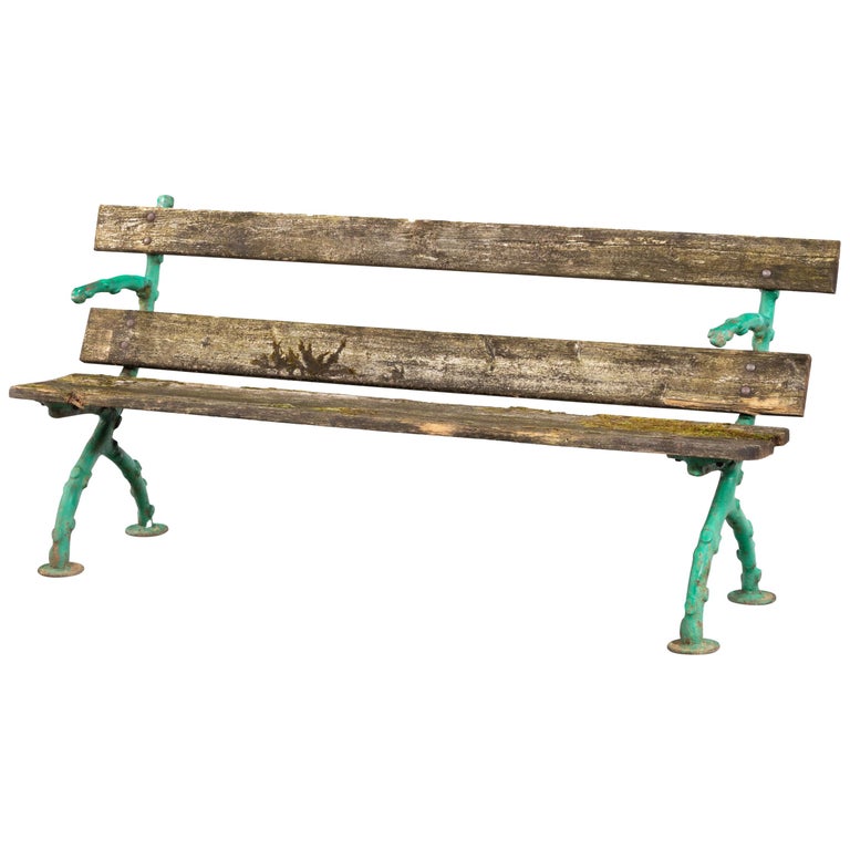 Attractive and Well Worn Victorian Period Garden Bench For Sale at 1stDibs
