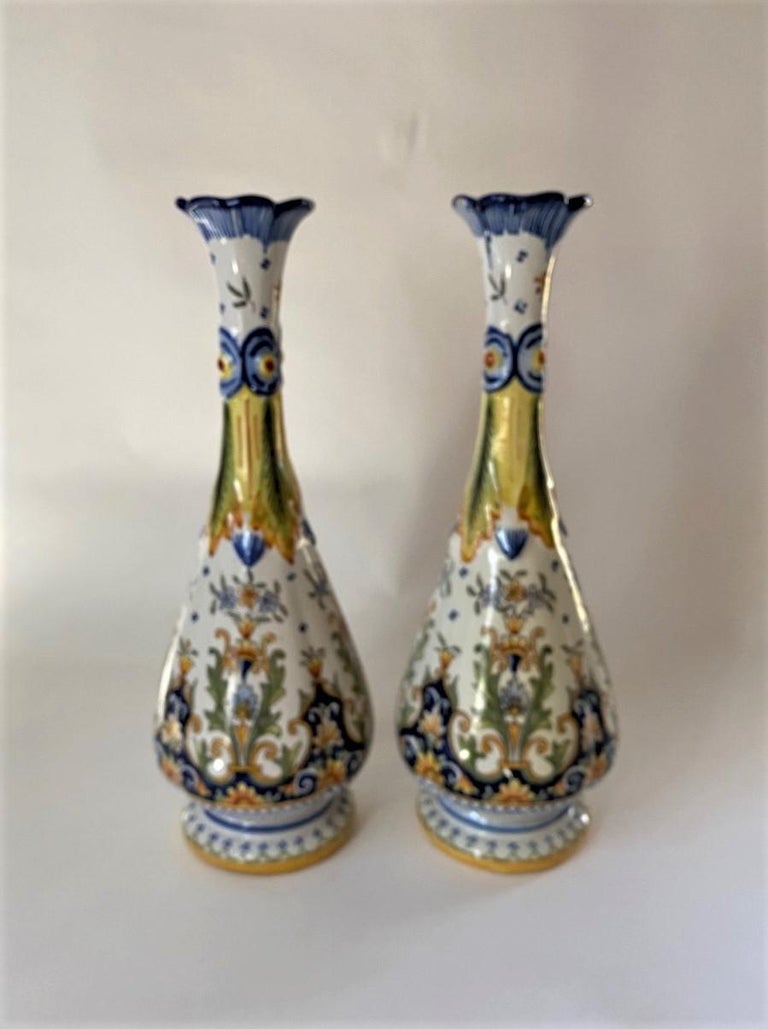 Attractive Pair of Old Faience Tall Vases from England, circa 1880 For ...