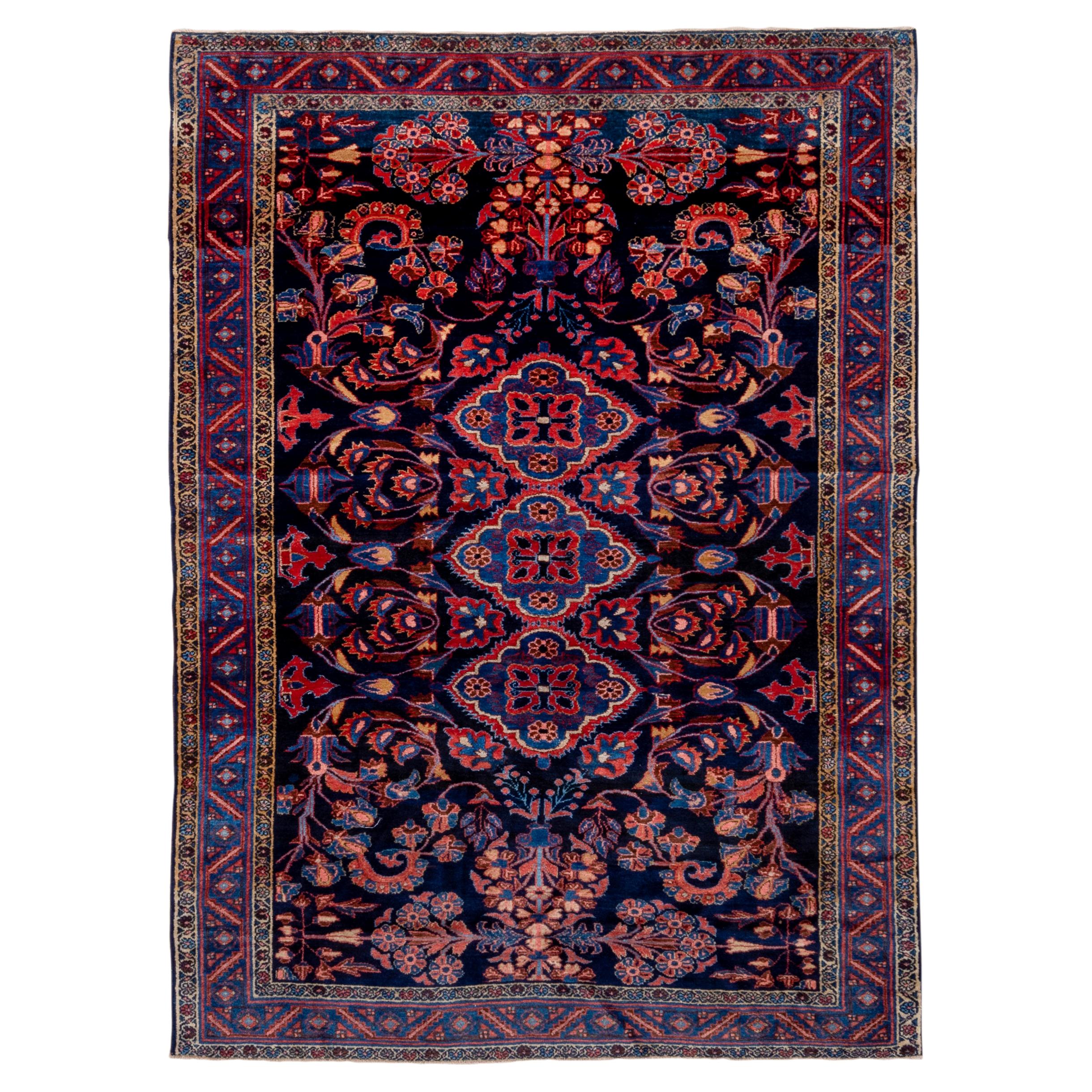 Attractive Persian Lilian Rug Navy Red and Royal Blue Allover Field ...