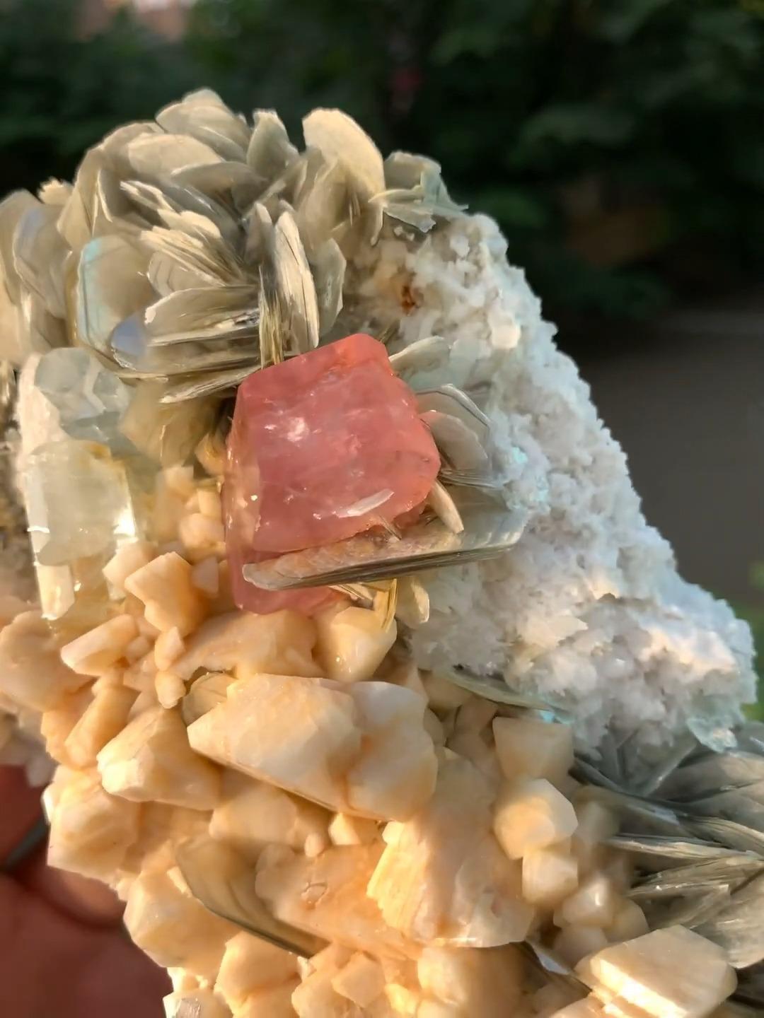 Attractive Pink Apatite Crystal On Albite With Muscovite Specimen From ...