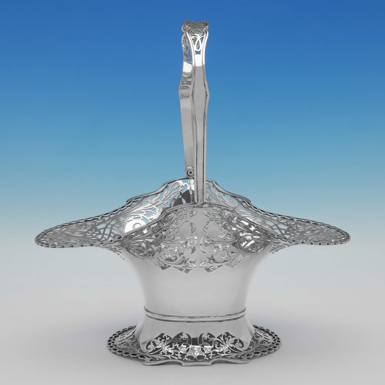 Attractive Sterling Silver Flower Basket or Centrepiece, Viner's ...
