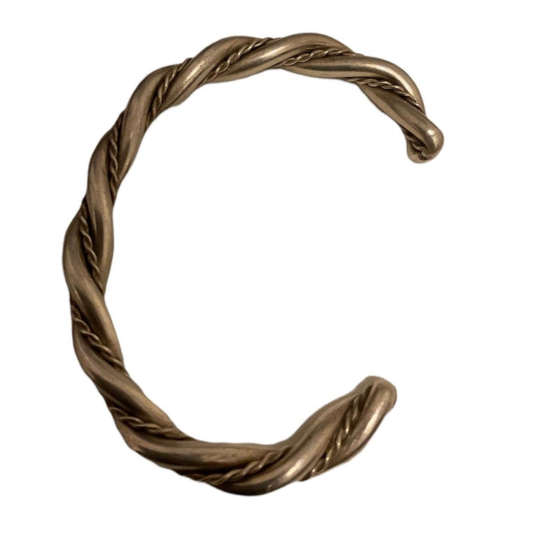 Attractive Vintage Solid Sterling Silver Rope Cuff Bracelet For Sale at ...