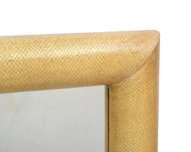 Attributed Karl Springer Rectangular Wall Mirror Snakeskin Mid-Century ...