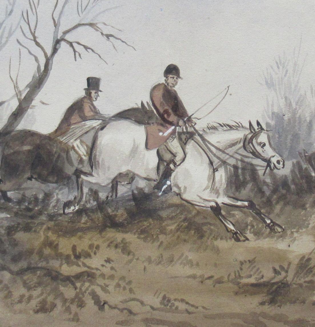 Attributed to Edith Anna OEnone Set Irish Fox Hunting Watercolors, 19th ...