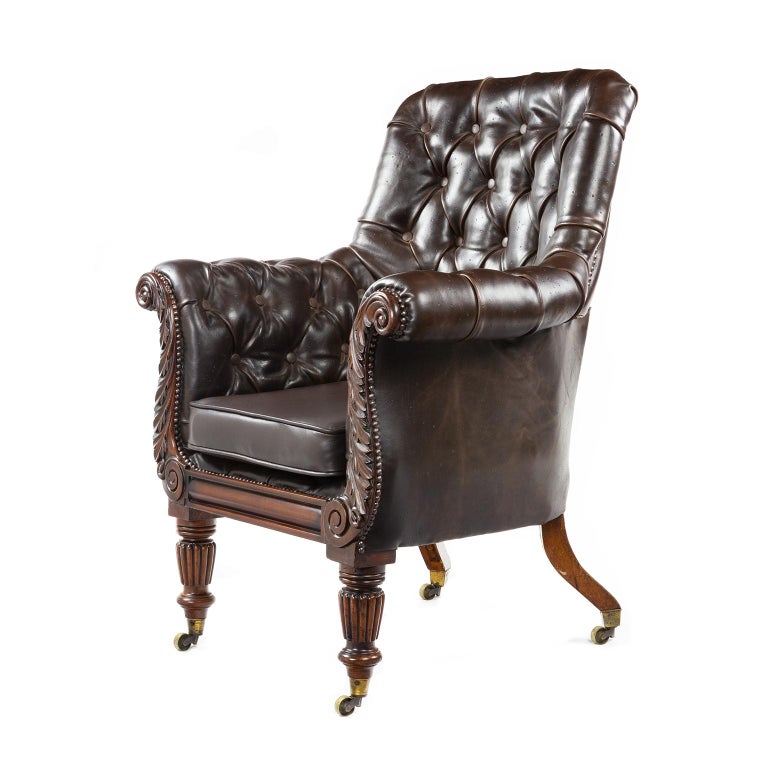 Attributed to Gillows Late George IV Early William IV Leather Library ...