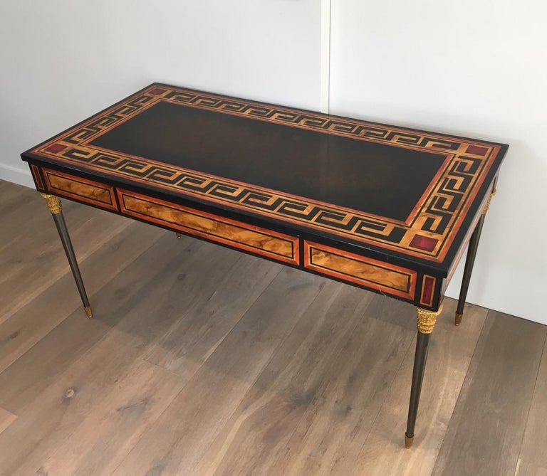 Attributed to Maison Jansen, Neoclassical Drawer Desk with Greek Keys ...