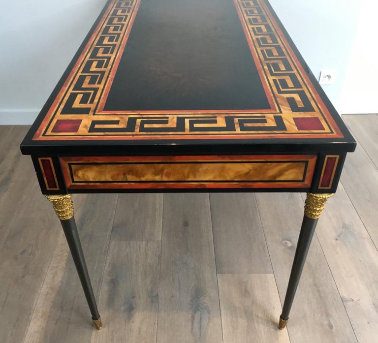 Attributed to Maison Jansen, Neoclassical Drawer Desk with Greek Keys ...