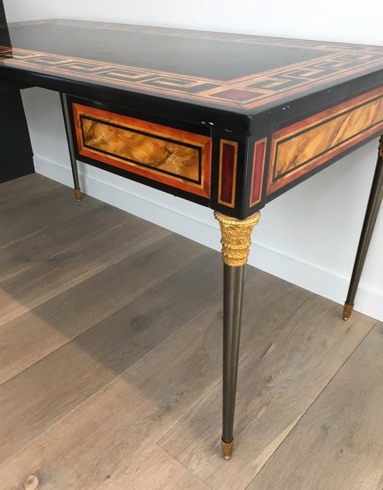 Attributed to Maison Jansen, Neoclassical Drawer Desk with Greek Keys ...