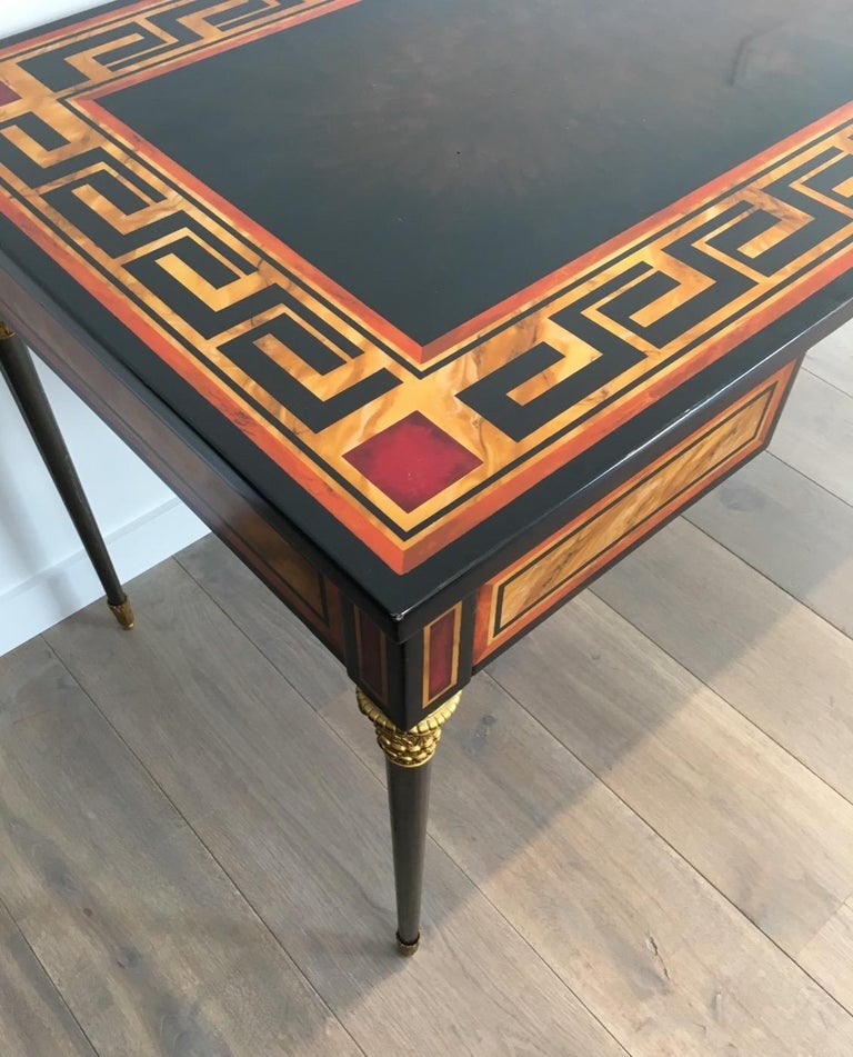 Attributed to Maison Jansen, Neoclassical Drawer Desk with Greek Keys ...