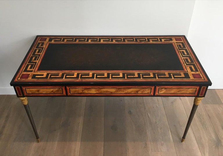 Attributed to Maison Jansen, Neoclassical Drawer Desk with Greek Keys ...