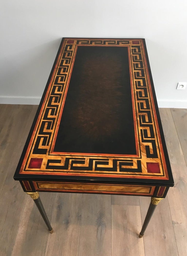 Attributed to Maison Jansen, Neoclassical Drawer Desk with Greek Keys ...