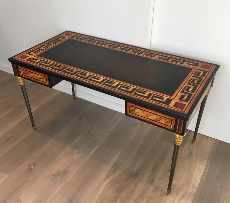 Attributed to Maison Jansen, Neoclassical Drawer Desk with Greek Keys ...