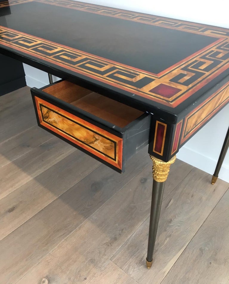 Attributed to Maison Jansen, Neoclassical Drawer Desk with Greek Keys ...
