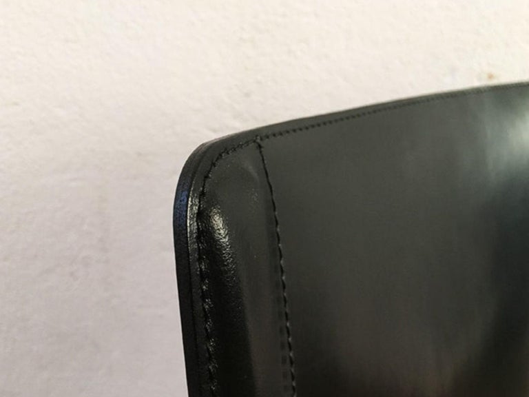 Attributed Willy Rizzo 3 Black Leather Side or Desk Chairs by Cidue ...