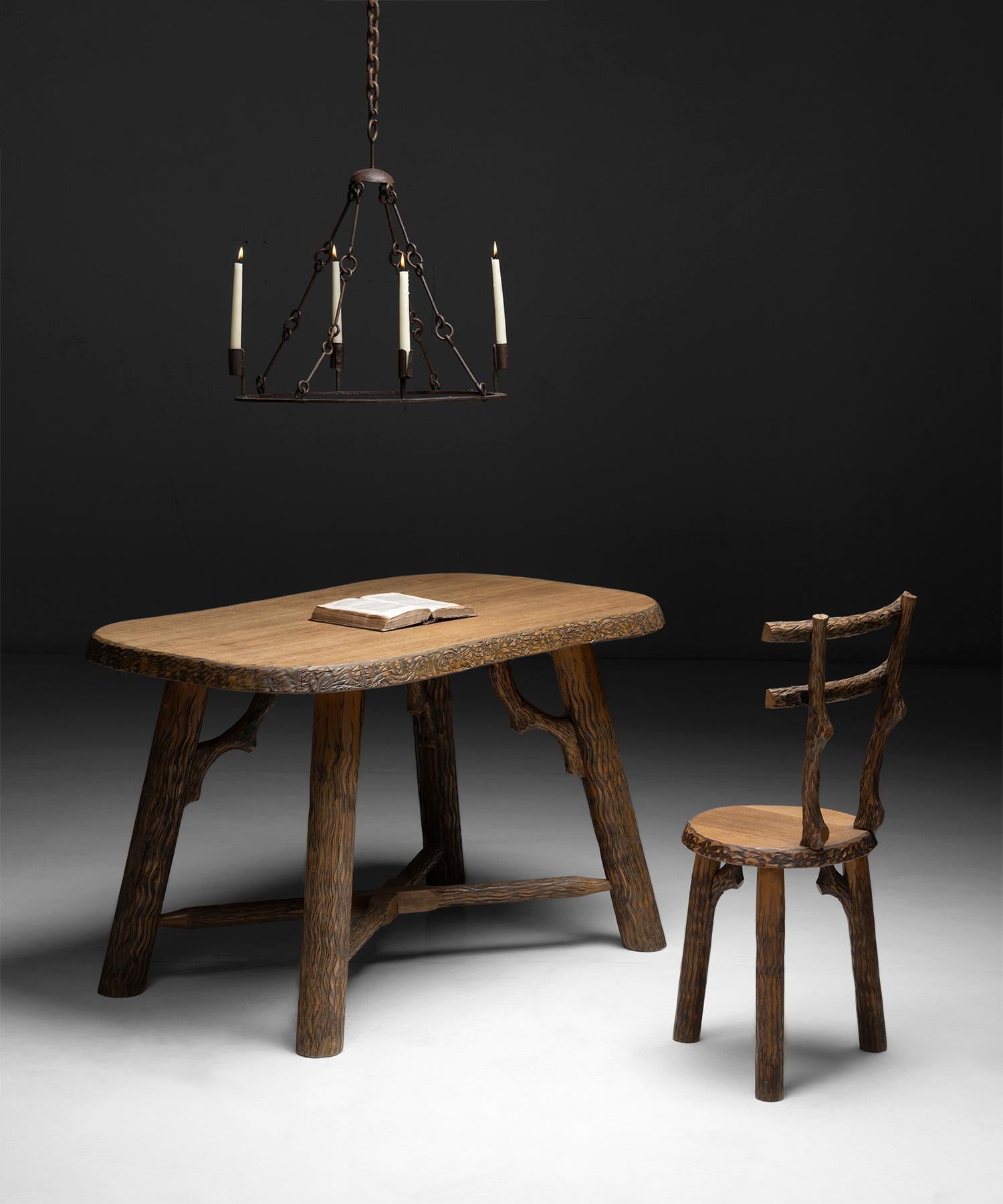 Atypical Desk and Chair, France, circa 1950 at 1stDibs