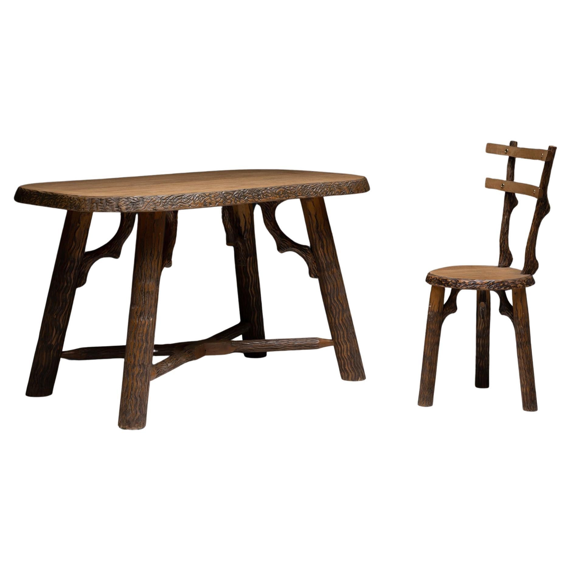 Atypical Desk and Chair, France, circa 1950 at 1stDibs