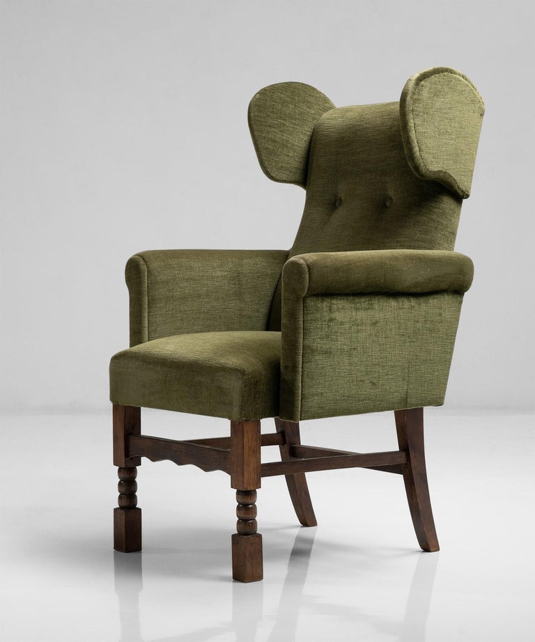 Atypical Wingback Armchair, France circa 1940 at 1stDibs