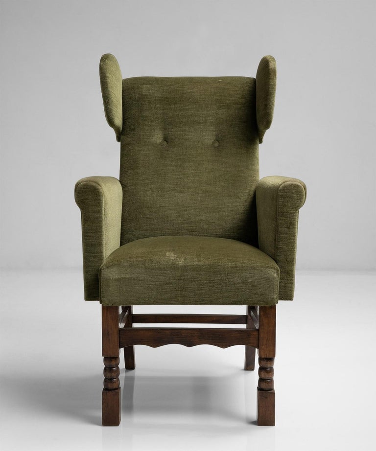 Atypical Wingback Armchair, France circa 1940 at 1stDibs