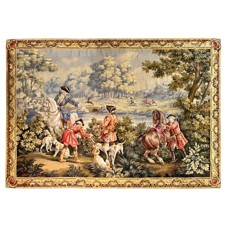 Aubusson Tapestry Hunting Scene, XIX E. Century, N° 1165 For Sale at ...