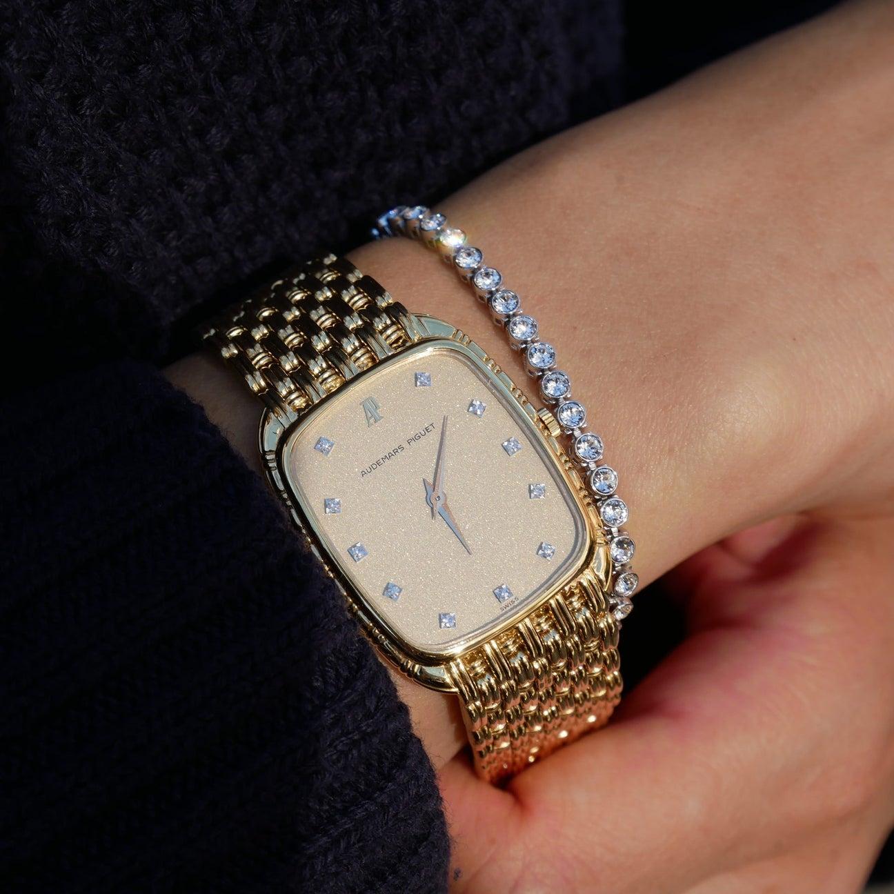 AUDEMARS PIGUET 18K Yellow Gold Diamond Link Self Winding Women's Wrist ...