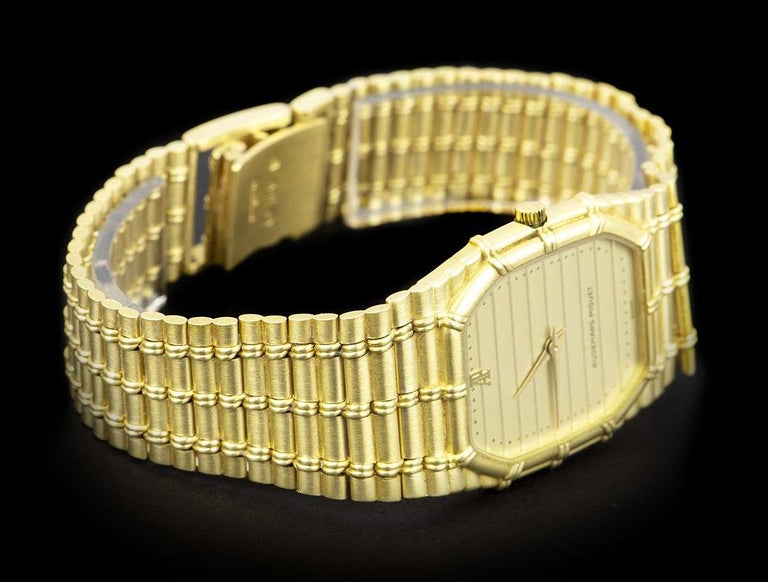 Audemars Piguet Bamboo Vintage Gold Champagne Tapestry Dial Quartz ...