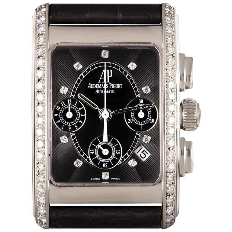 Audemars Piguet Edward Piguet White Gold Black Dial Diamond Set Watch ...