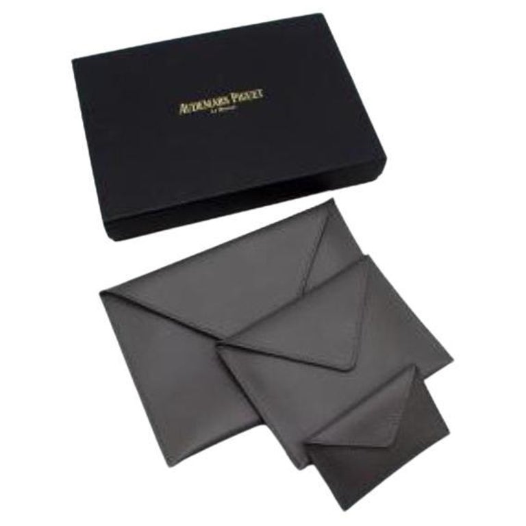 Audemars Piguet Grey Leather Pouches Set of 3 Sizes For Sale at 1stDibs