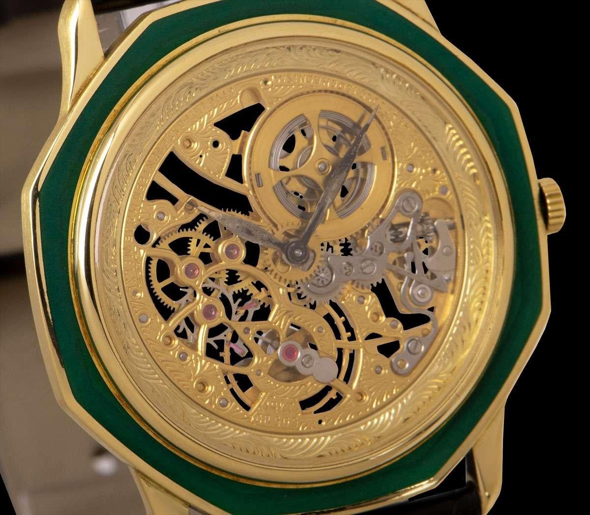 Audemars Piguet Rare Octagonal Green Enamel Skeleton Dial Watch at ...