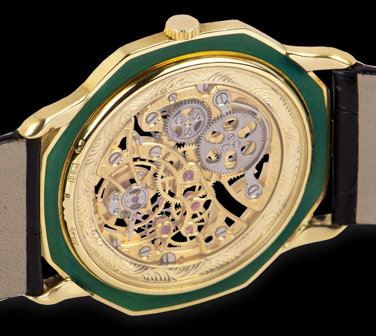 Audemars Piguet Rare Octagonal Green Enamel Skeleton Dial Watch at ...