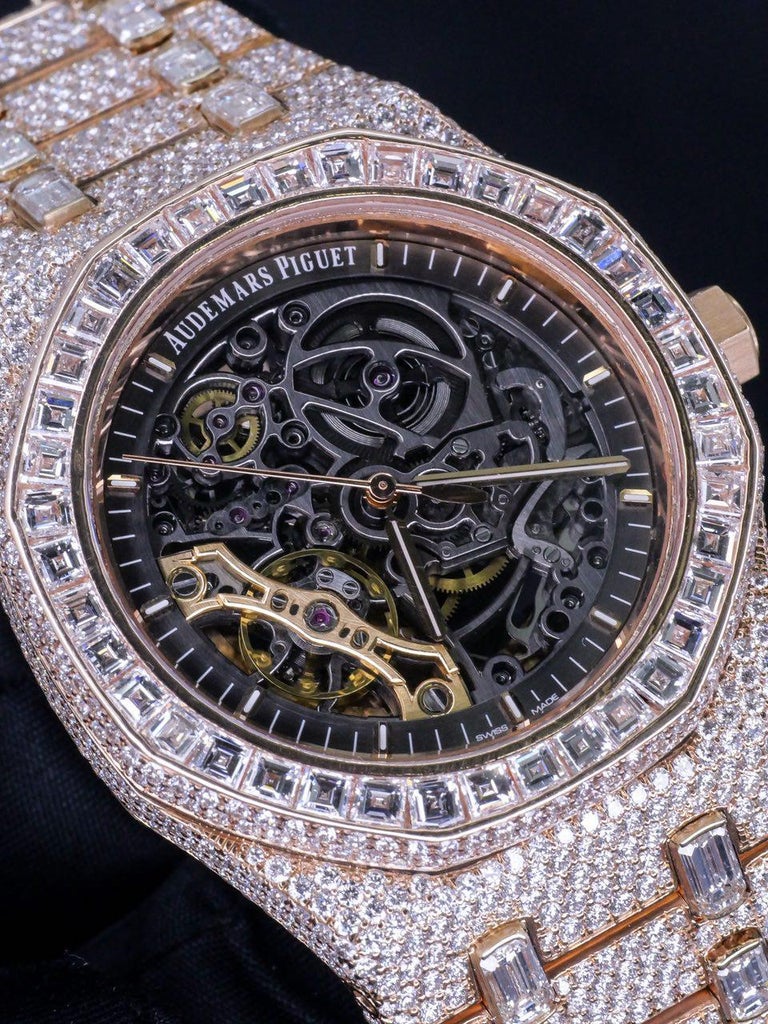 Audemars Piguet Rose Gold Diamond Royal Oak Skeleton Openworked ...