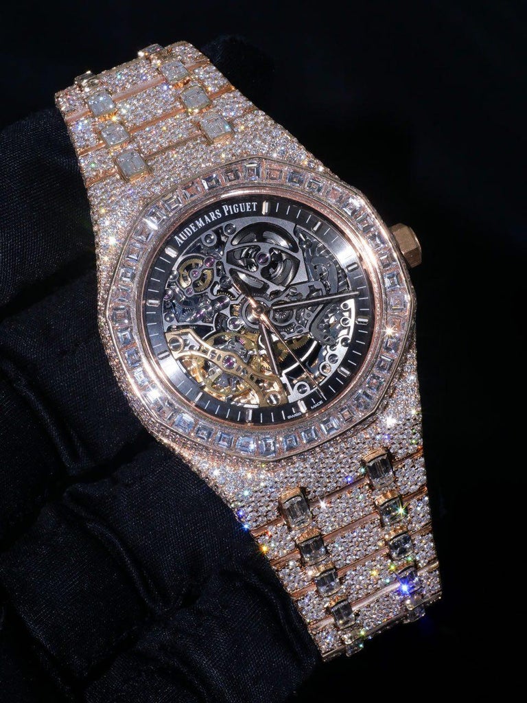 Audemars Piguet Rose Gold Diamond Royal Oak Skeleton Openworked ...