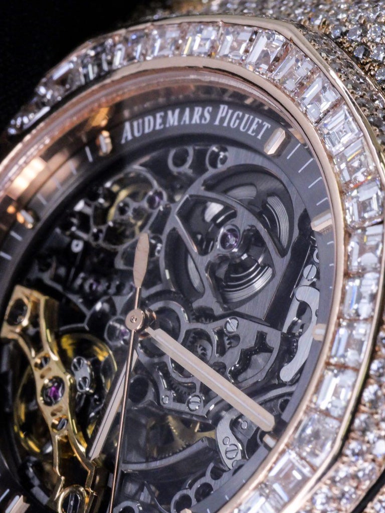 Audemars Piguet Rose Gold Diamond Royal Oak Skeleton Openworked ...